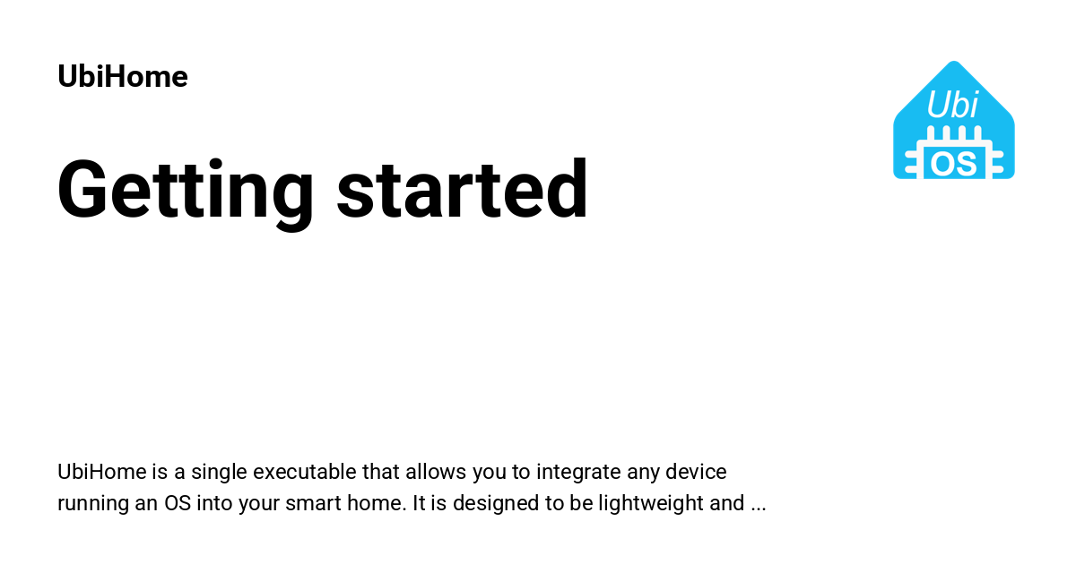 Getting started - UbiHome